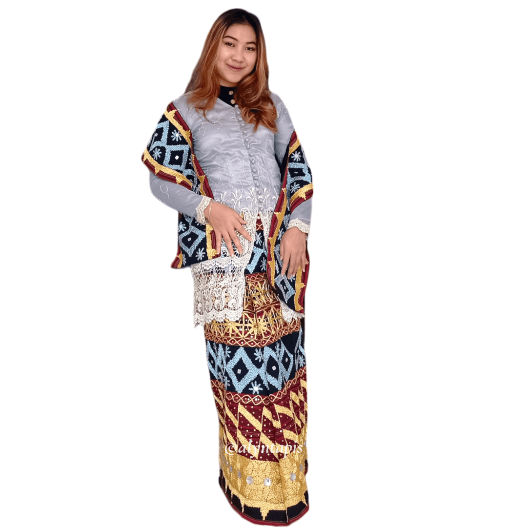 Kain Tapis cantik Wanita - Biru Kristal - Kerajinan Tapis Lampung